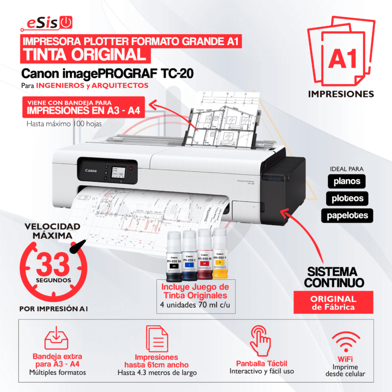 Plotter Canon imagePROGRAF TC-20 (A1) – ESIS
