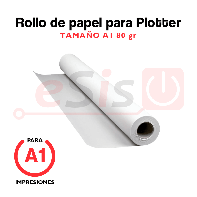Rollo de Papel para Impresora Plotter – Tamaño A1 – 80 gramos – ESIS