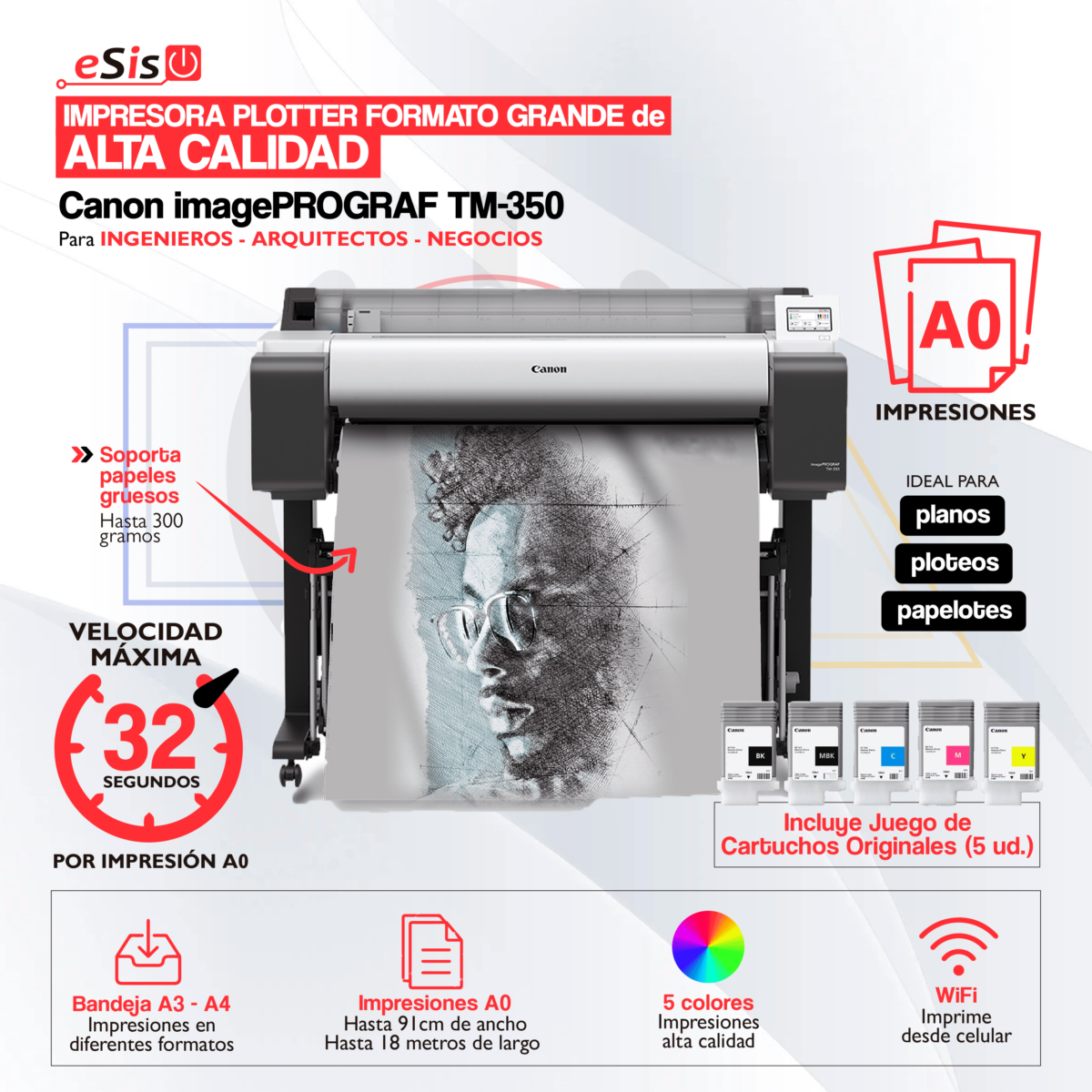 Plotter Canon imagePROGRAF TM-350 (A0) – ESIS